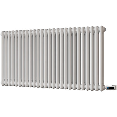 Alpha White Column Electric Radiator H600mm x W1164mm 2 Column 1200w ...