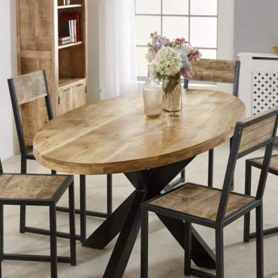 Alphon Mango Wooden 6 8 Seater Oval Dining Table