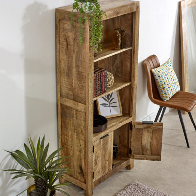 Alphon Mango Wooden Bookcase With 2 Doors