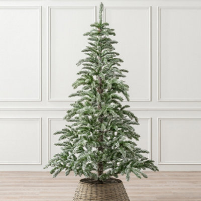 Alpine Fir Artificial Christmas Tree Green Snowy Snow Flocked With ...