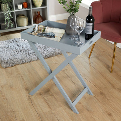 Alpine Grey Side Coffee Butlers Tray Portable Table