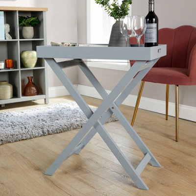 Alpine Grey Side Coffee Butlers Tray Portable Table