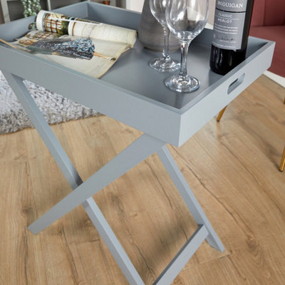 Alpine Grey Side Coffee Butlers Tray Portable Table