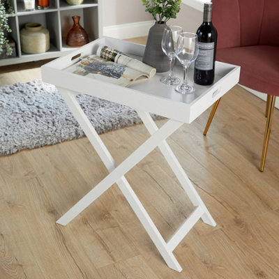 Alpine White Side Coffee Butlers Tray Portable Table