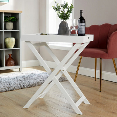 Alpine White Side Coffee Butlers Tray Portable Table