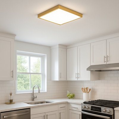 ALTAR Gold Square LED Ceiling Light, 4000K, 24W, 1680lm, IP44