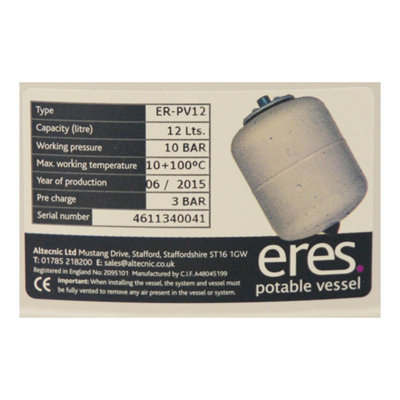 Altecnic - ERES 12 Litre Potable Expansion Vessel ER-PV12