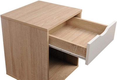 Alton Bedside Cabinet Bedroom Furniture Nightstand Table 1 Drawer Oak White