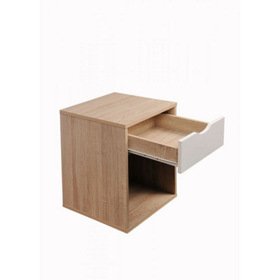 Alton Bedside Cabinet Bedroom Furniture Nightstand Table 1 Drawer Oak White