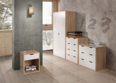 Alton Bedside Cabinet Bedroom Furniture Nightstand Table 1 Drawer Oak White