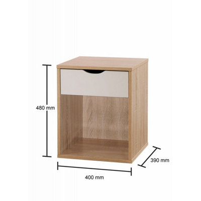Alton Bedside Cabinet Bedroom Furniture Nightstand Table 1 Drawer Oak White