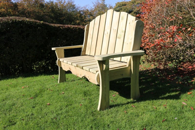 Alton Manor Wooden Bench Garden Seat - L70 x W150 x H100 cm - Partially ...