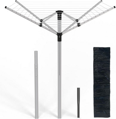 Aluminium 4 Arm 50M Rotary Washing Line Laundry Adjustable 120-180cm ...