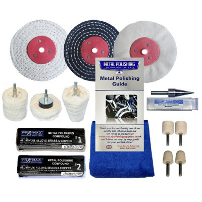 Aluminium Alloy Brass Metal Polishing Kit Fits Drill 14pc - 3" x 1/2 ...