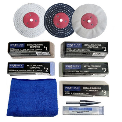Aluminium Alloy Brass Steel Metal Polishing Buffing Kit 10pc 3" x 1/2 ...