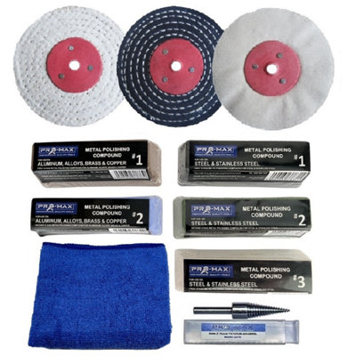 Aluminium Alloy Brass Steel Metal Polishing Buffing Kit 10pc 4" x 1/2 ...