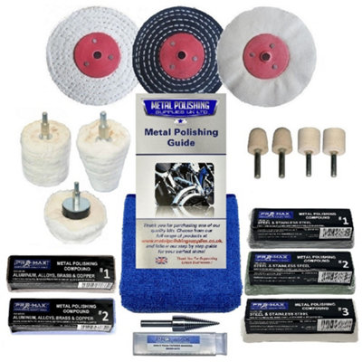 Aluminium Alloy Brass Steel Metal Polishing Buffing Kit 17pc 4" x 1/2 ...