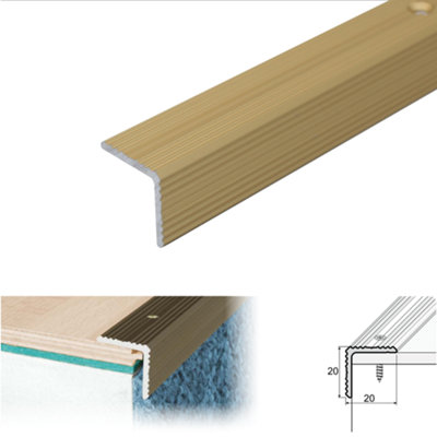 Aluminium Anti Non Slip Stair Nosing 20x20mm Anodised Edge Trim Non ...