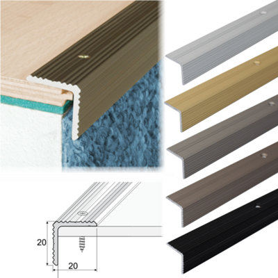 Aluminium Anti Non Slip Stair Nosing 20x20mm Anodised Edge Trim Non ...