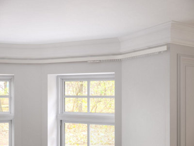 Aluminium Bendable CONTOUR Corded Curtain Track Set with Overlap Arms ...