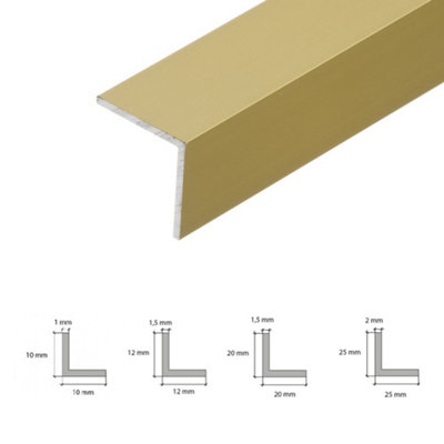 Aluminium Corner Trim Angle Edge Trim - Gold Finish - (L) 1m x (W) 20mm ...