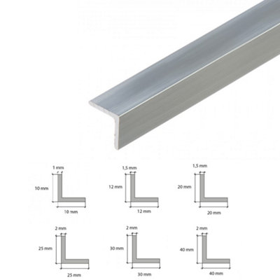Aluminium Corner Trim Angle Edge Trim - Natural Silver Finish - (L) 1m ...