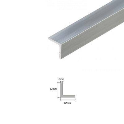 Aluminium Corner Trim Angle Edge Trim - Natural Silver Finish - (L) 2m ...
