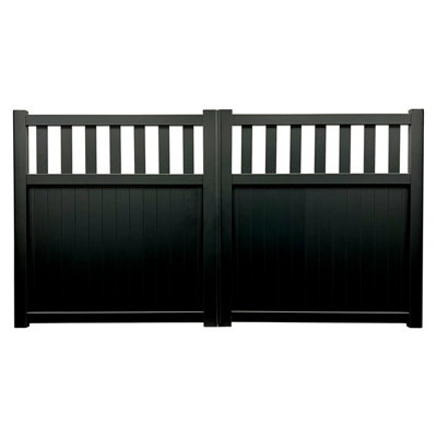 Aluminium Double Swing Driveway Gate 3500X1600mm Black
