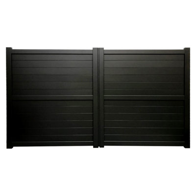 Aluminium Double Swing Driveway Gate 3750x1800mm Black | DIY at B&Q