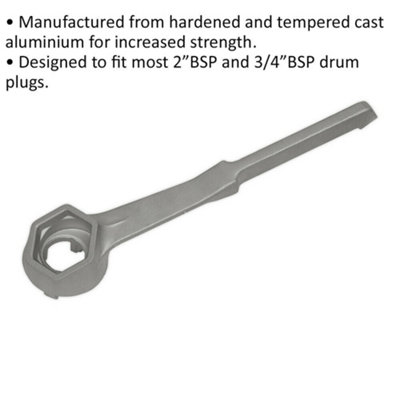 Aluminium Drum Wrench - Hardened & Tempered - Fits 2" BSP & 3/4" BSP ...