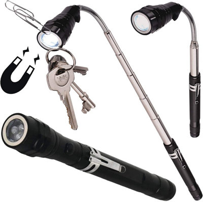 Aluminium Extending Telescopic Torch with Triple LED Light and Magnetic ...