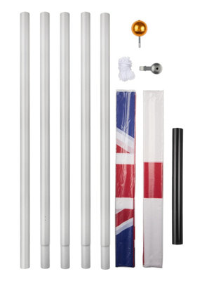 Aluminium Flagpole 20ft with 2 Flags Union Jack and England Flag