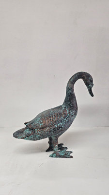 Aluminium Goose/Geese Sculptures Antique verdigris Finish Single 40cm Tall