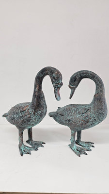 Aluminium Goose/Geese Sculptures Antique verdigris Finish Single 40cm Tall