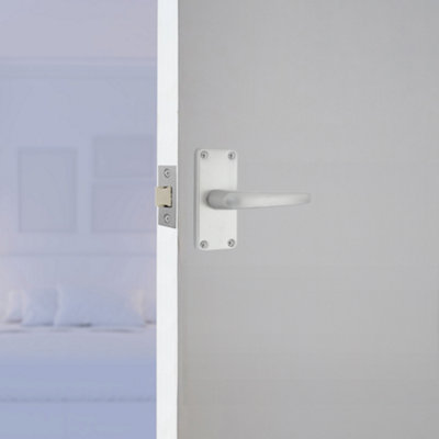 Aluminium Latch Handles Straight Lever Door Handle Pack Satin Silver