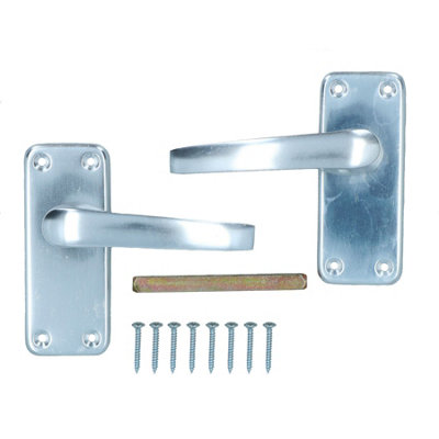 ALUMINIUM LEVER LOCK DOOR HANDLE HANDLES 100MM X 40MM WITH SPINDLE ...