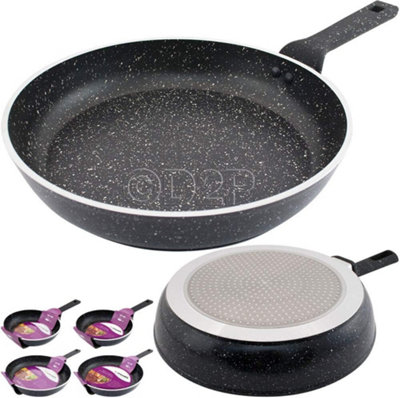 Aluminium Non Stick Forged Marble Coated Cooking Frying Pan Kitchen Fry ...