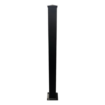 Aluminium Post & Cap - 150x150x3.5mm-3000mm Flanged - Black (Single Post)