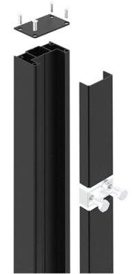 ALUMINIUM POST & CAP - 80X50X2000MM - GREY WALL MOUNTED SINGLE HINGE POST