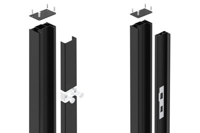 Aluminium Post & Cap - 80x50x2400mm - Grey Wall Mounted Single Hinge Post