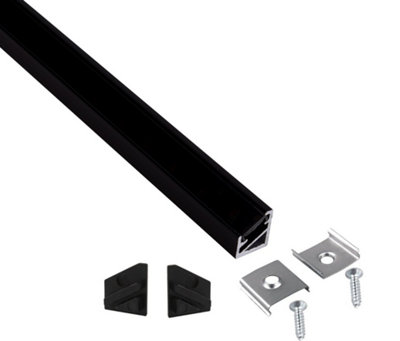 Aluminium Profile Corner Black 2m For LED Lights Strip Black Cover ...