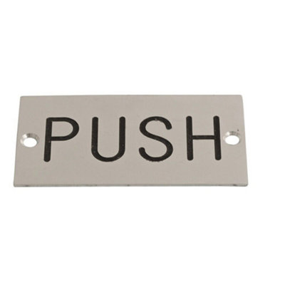 Aluminium SAA Toilet Door PUSH Sign 75x40mm Small Push Sign Aluminium