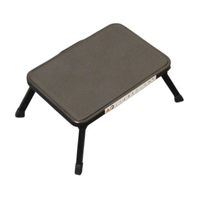 Aluminium Single Folding Step Stool Black (Caravan Non Slip Platform ...