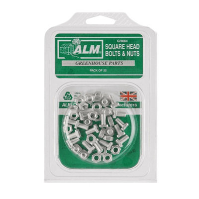 Aluminium Square Head Nuts & Bolts 20pk One Colour (One Size)