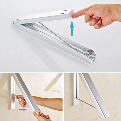 Aluminium Wall Mounted Foldable Folding Clothes Rack - Triangle Hanger ...