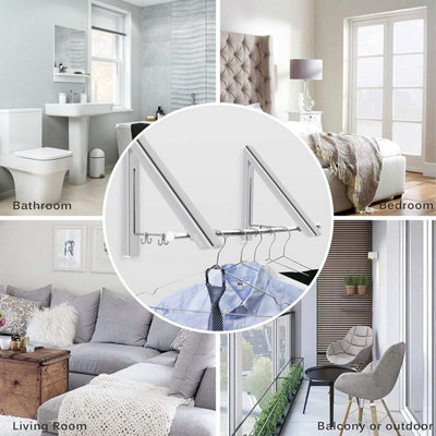 Aluminium Wall Mounted Foldable Folding Clothes Rack - Triangle Hanger ...