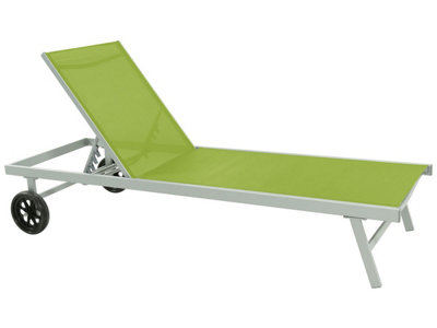Aluminum and texteline Sun lounger Bella - "Phoenix" - Green