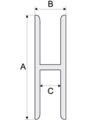 Aluminum anodised channel H shape section bar, H-profile, H-bar B91 ...