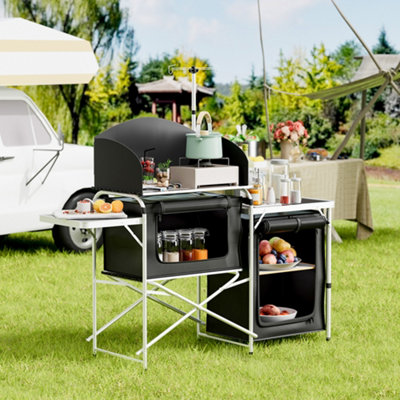 Aluminum Camping Table with Storage Portable Kitchen Table | DIY at B&Q