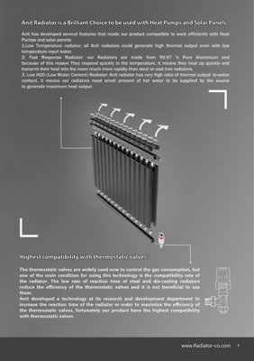 Aluminum Designer Vertical Radiator Compatible with Heat pump. Optima ...